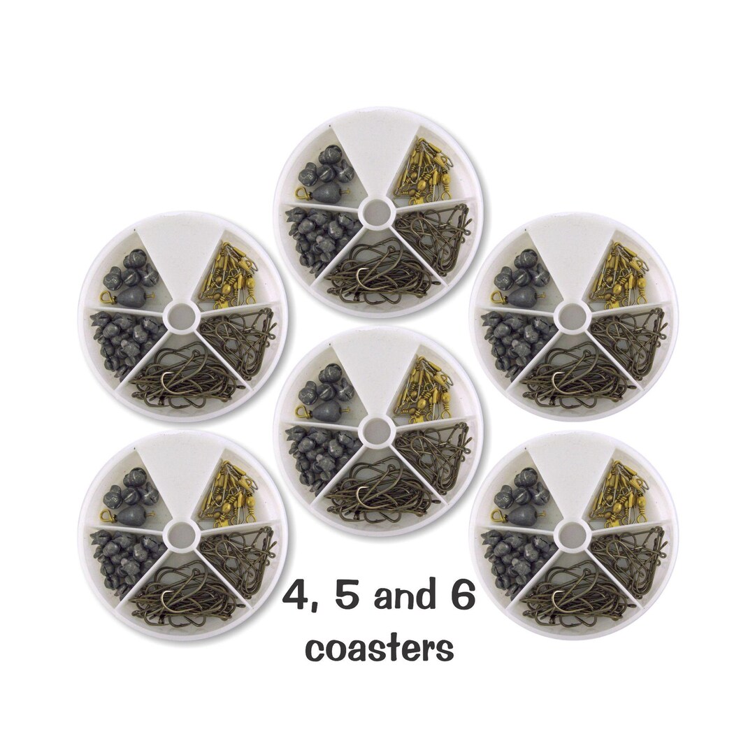 Fishing Tackle Utility Box Glossy Round Cork Backed Coasters (sets of 4 ...