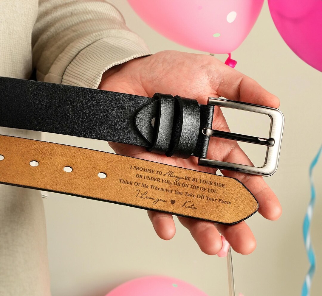 Personalized Men's Leather Belt Engraved Ratchet Buckle Belt Father's ...