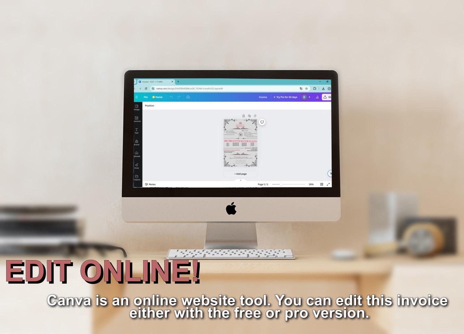 Editable Canva Invoice Template, Professional, Easy-to-edit, Perfect ...