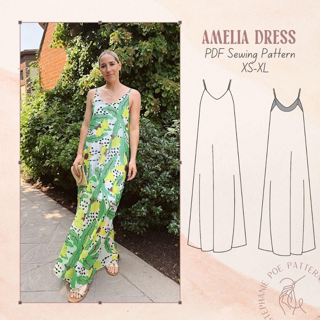 Amelia Chiffon Dress PDF Sewing Pattern XS-XL - Etsy