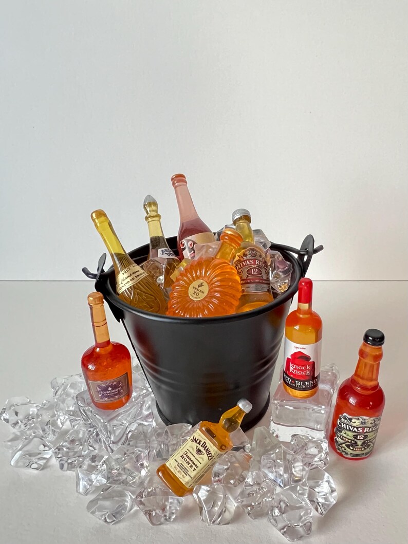 Set of 5 Miniature Drink Bottles for Dollhouse DIY | 1:12 Scale Wine ...