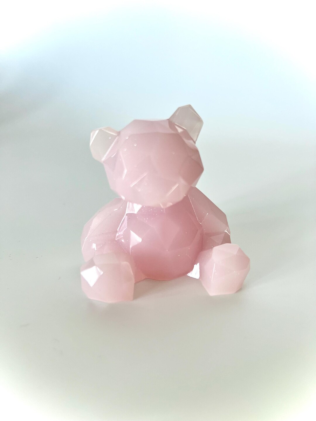Pink Glitter Bear Resin Figure | Handmade Home Decor | Crystal-inspired ...