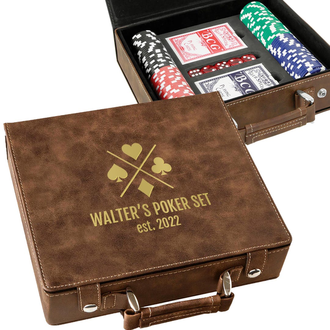 Personalized Poker Set Case With 100 Chips, Engraved Monogram Poker ...