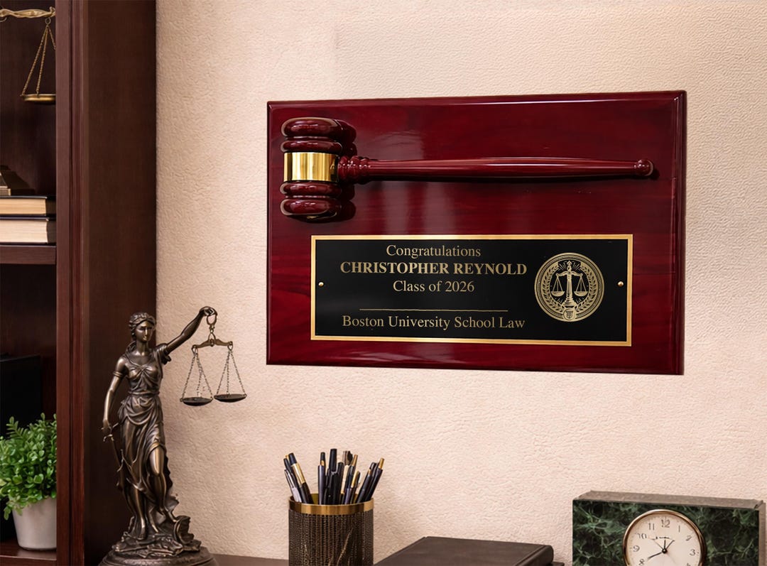 Personalized Rosewood Gavel Plaque – Engraved Attorney Award, Law ...