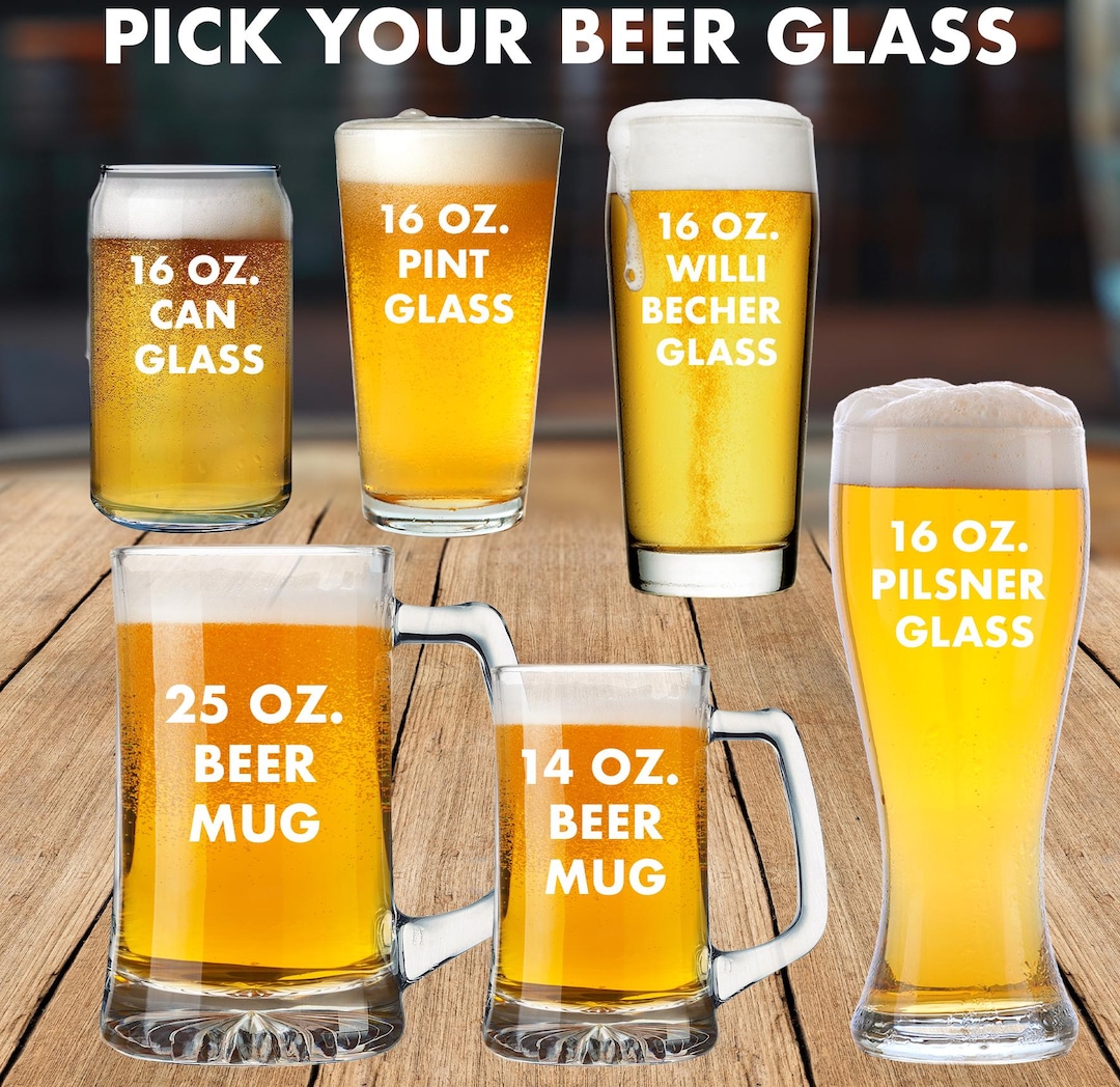 Custom Beer Glass Mug With Handle, Personalized Pilsner Beer Glass ...