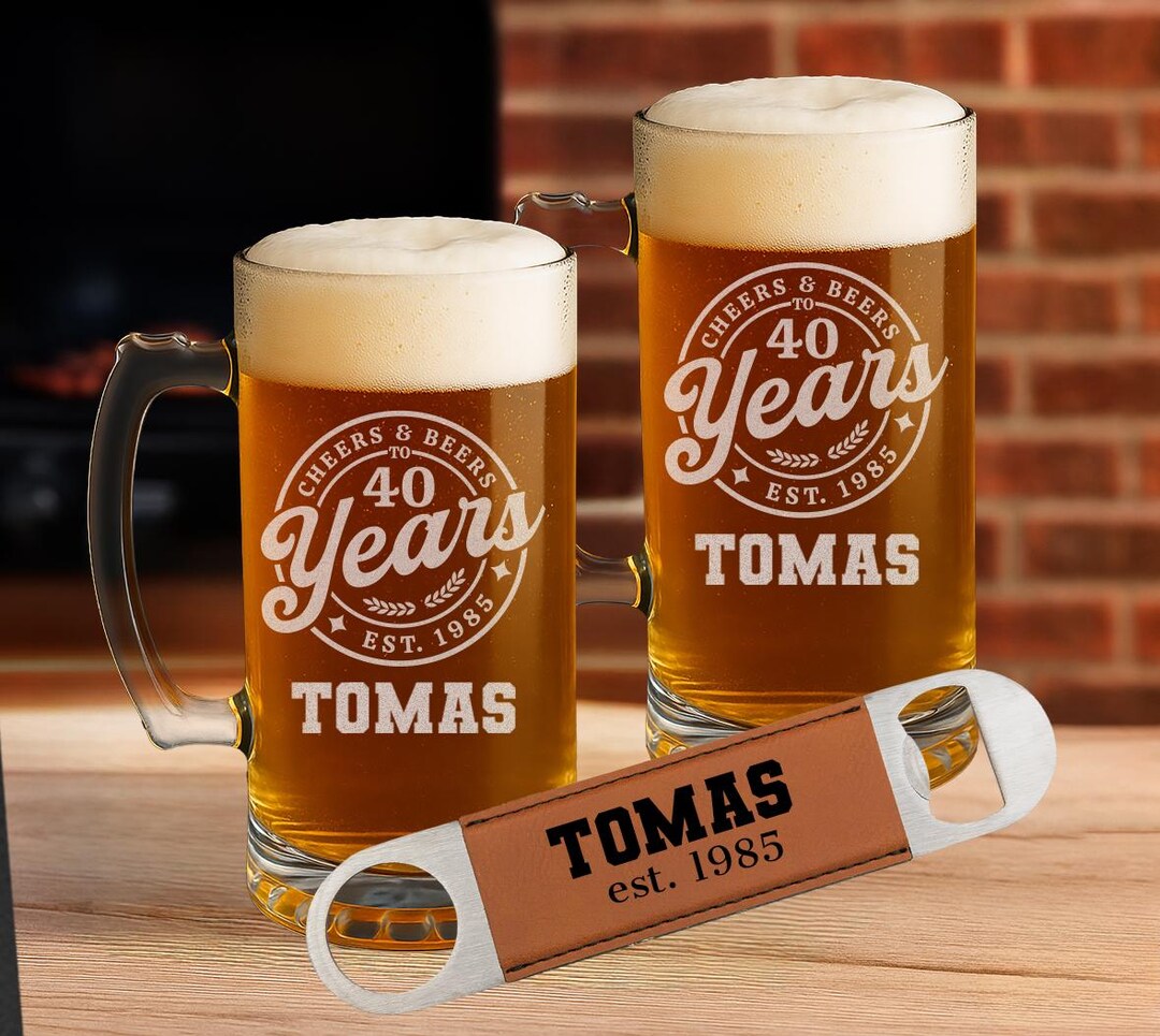 Personalized Two Beer Mugs Gift Set for Men- Engraved Gift Box & Beer ...