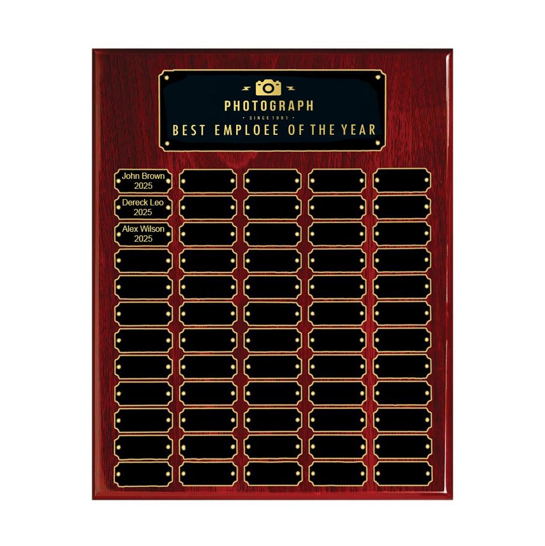 Rosewood Piano Finish Completed Perpetual Plaque With 45, 60, 72 Name ...