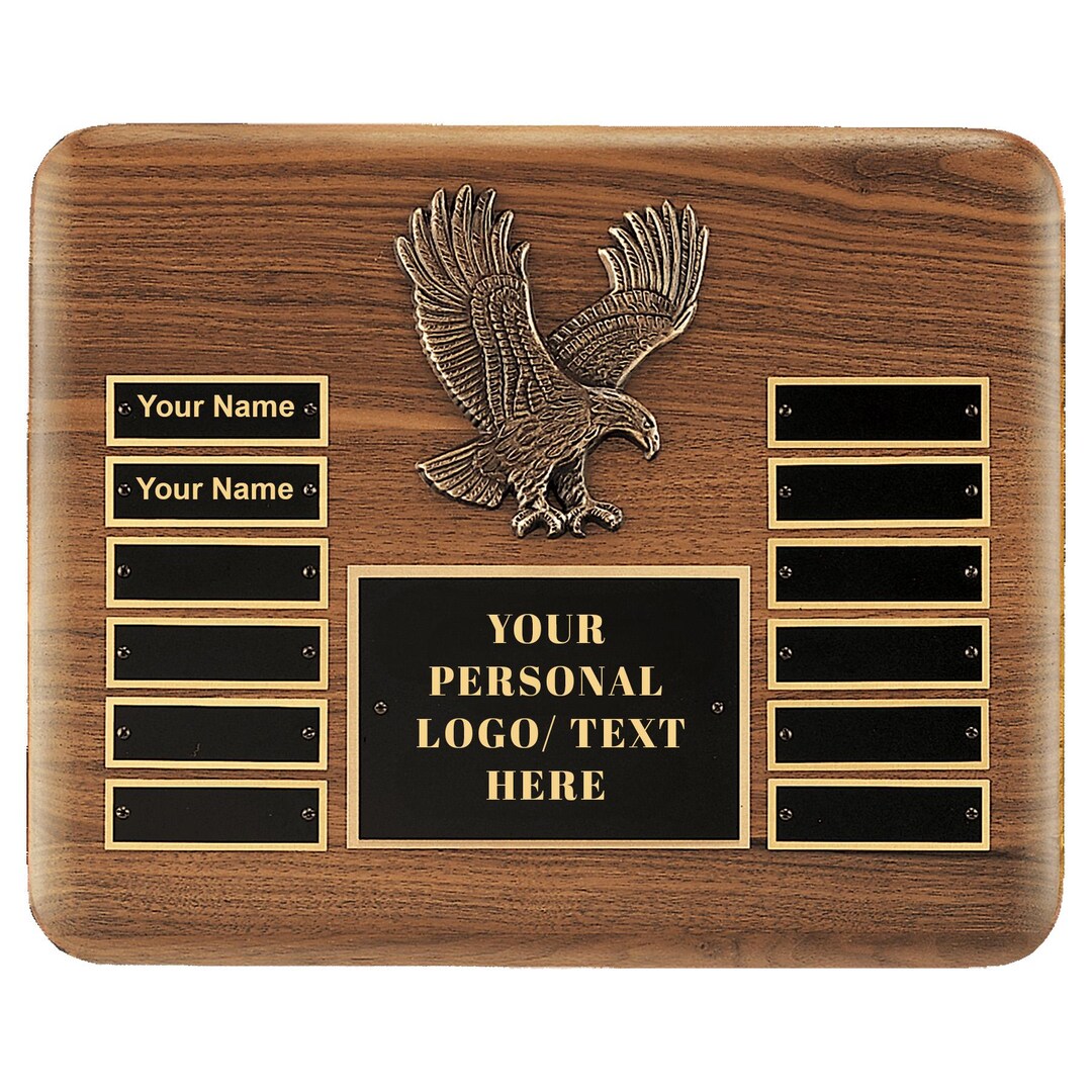 Custom Solid Walnut Plaque With Antique Bronze Eagle Casting and Black ...