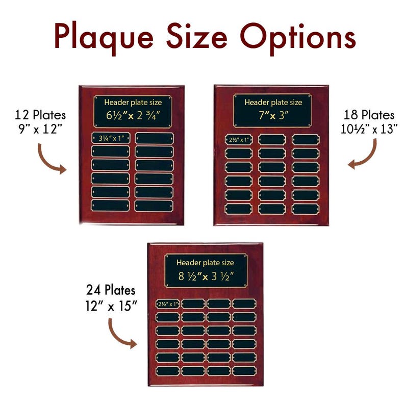 Custom Rosewood Perpetual Plaque With Header Plate, Engraved Award ...