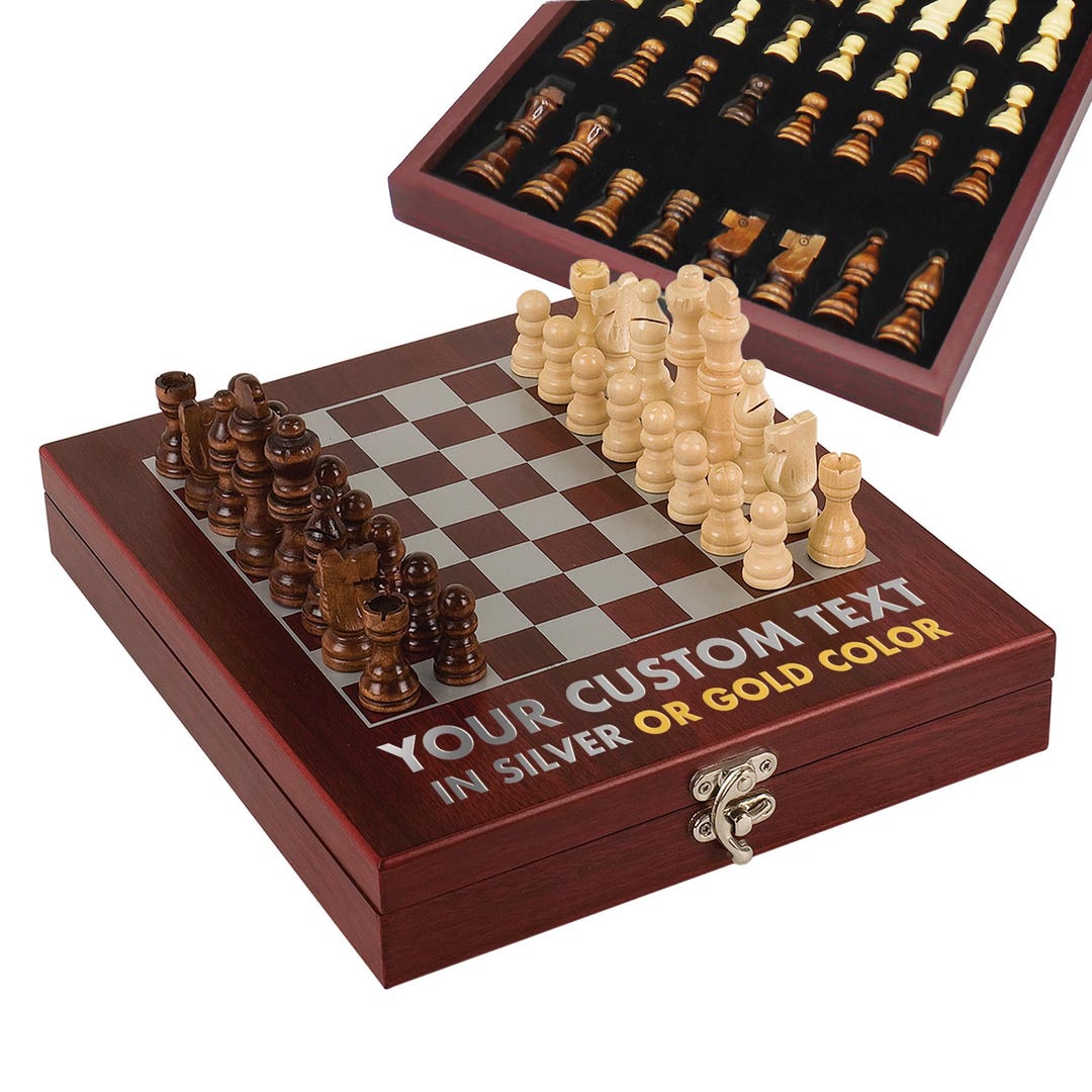 Personalized Chess Set, Engraved Chess Board, Custom Travel Chess Set ...