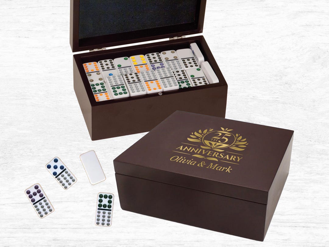 Personalized Domino Set in Engraved Wood Box – Double Twelve Dominoes ...
