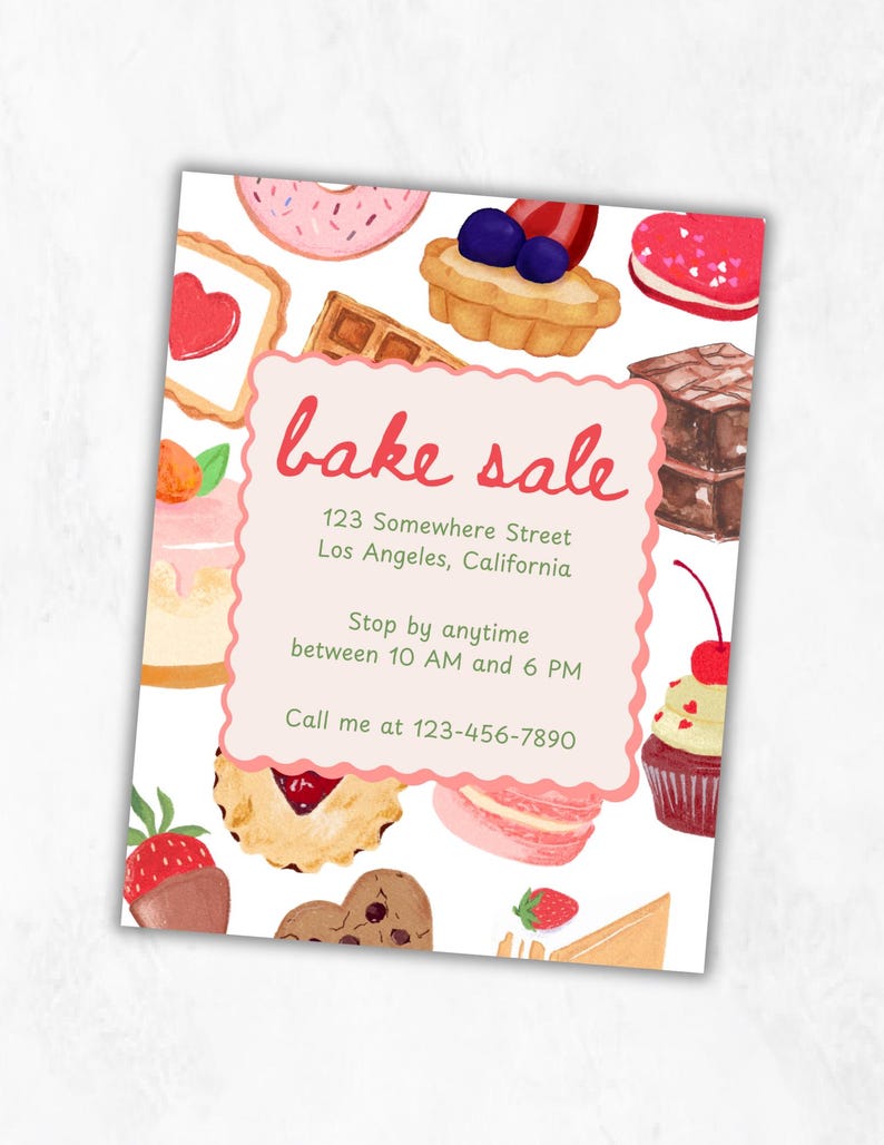 Bake Sale Template | Digital Flyer Template | 8.5x11 Themed Flyer ...