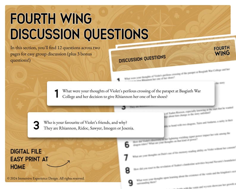 Ultimate Fourth Wing Book Club Kit | Guide With Discussion Questions ...