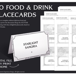 ACOTAR Inspired Food Placecards | Book Club & Party Decorations - Etsy