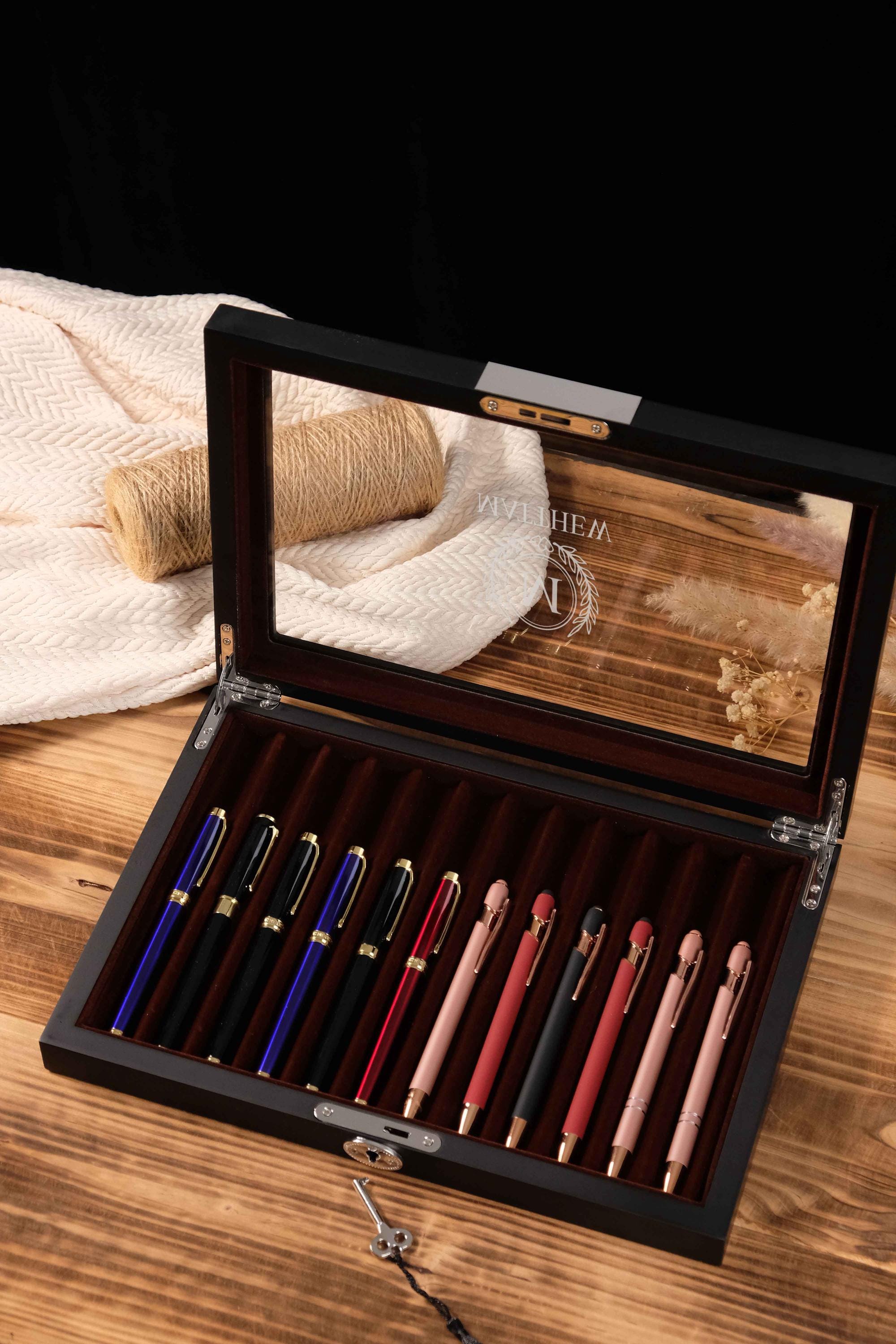 Personalized Wooden Pen Case, Pen Display Case, Fountain Pen Box ...