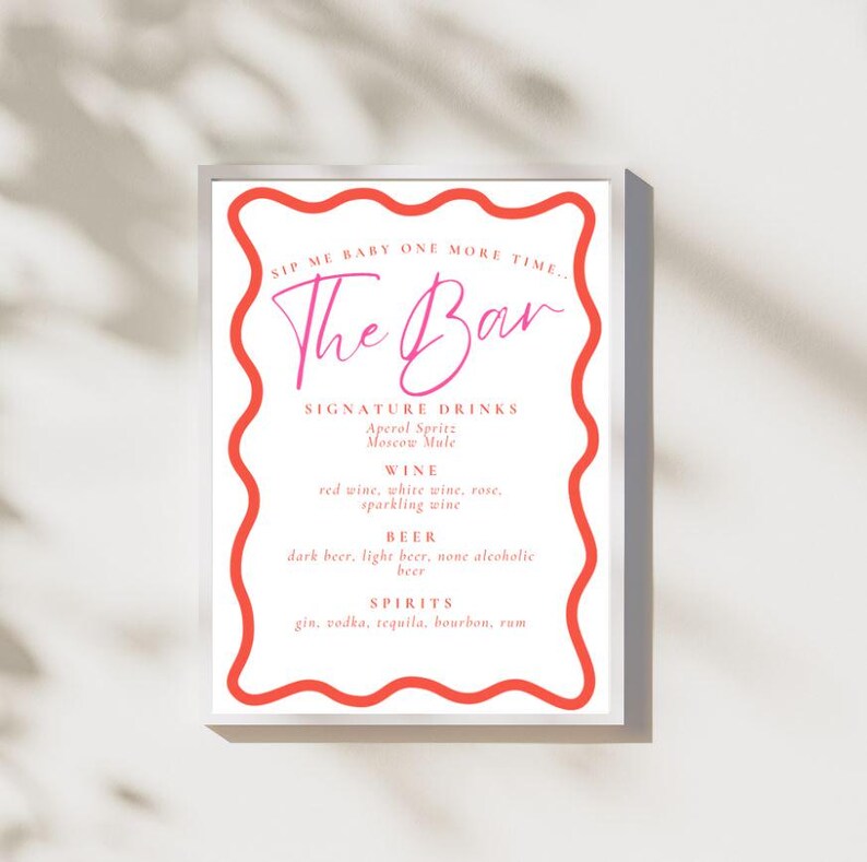 Colorful Britney Spears-inspired Digital Bar Sign – Fun Printable Drink ...