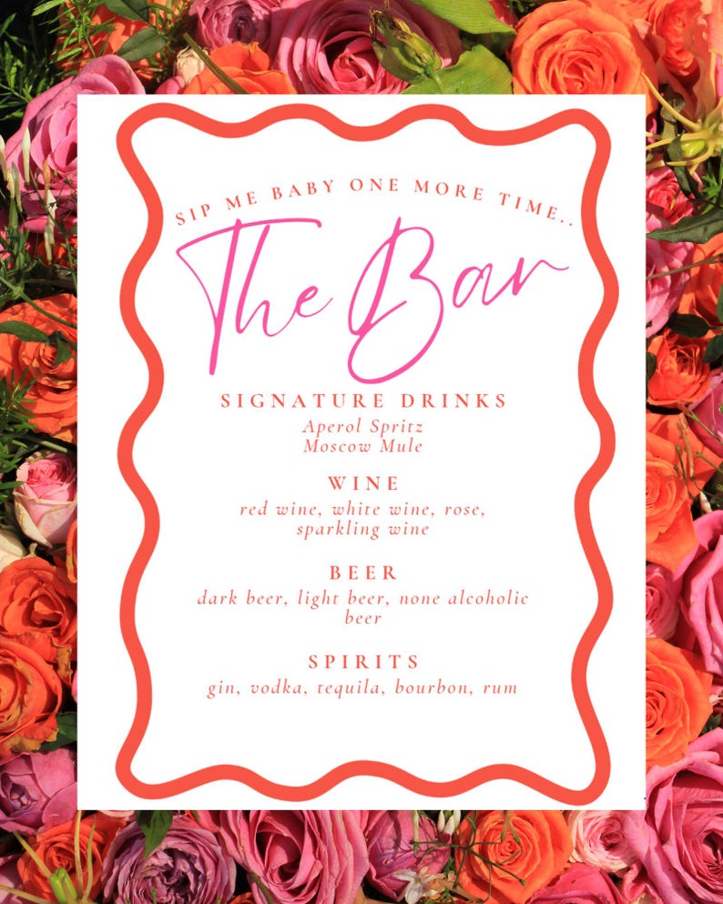 Colorful Britney Spears-inspired Digital Bar Sign – Fun Printable Drink ...