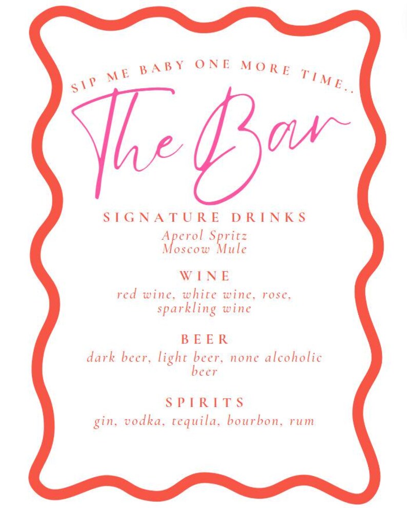 Colorful Britney Spears-inspired Digital Bar Sign – Fun Printable Drink ...