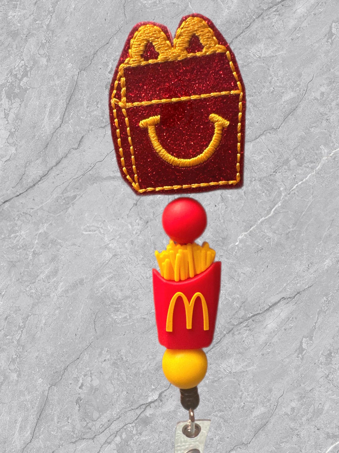 Mcdonalds, Happy Meals, Fries, Fast Food,badge Reel, Glitter, Belt Clip ...