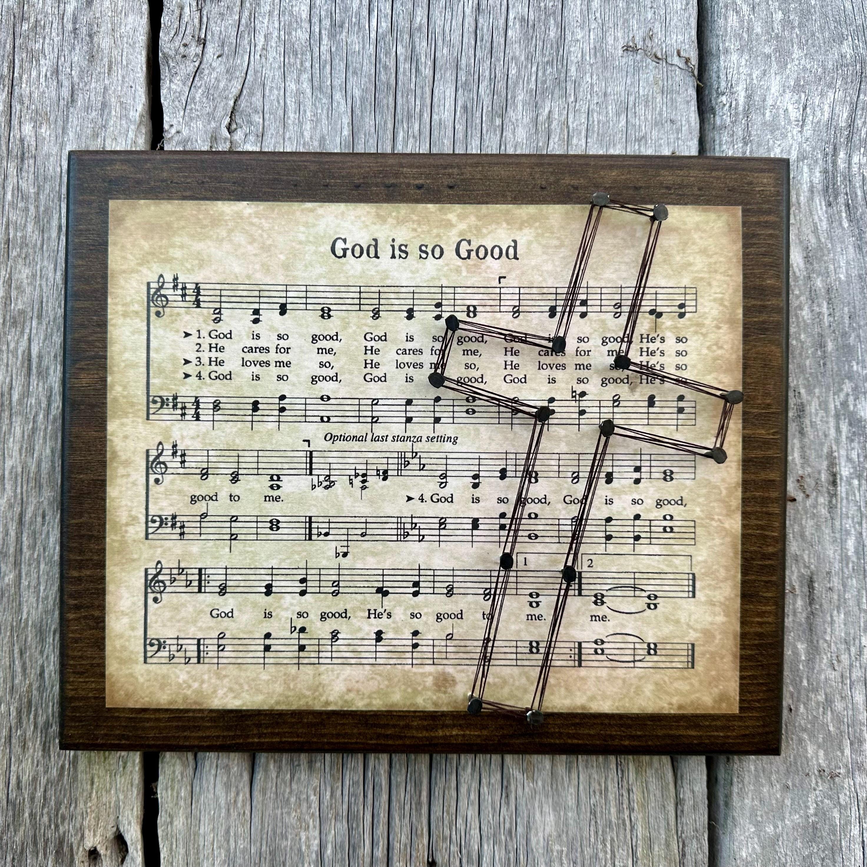 Rustic Hymn Artwork With String Art Cross | Wooden Hymn Plaque ...