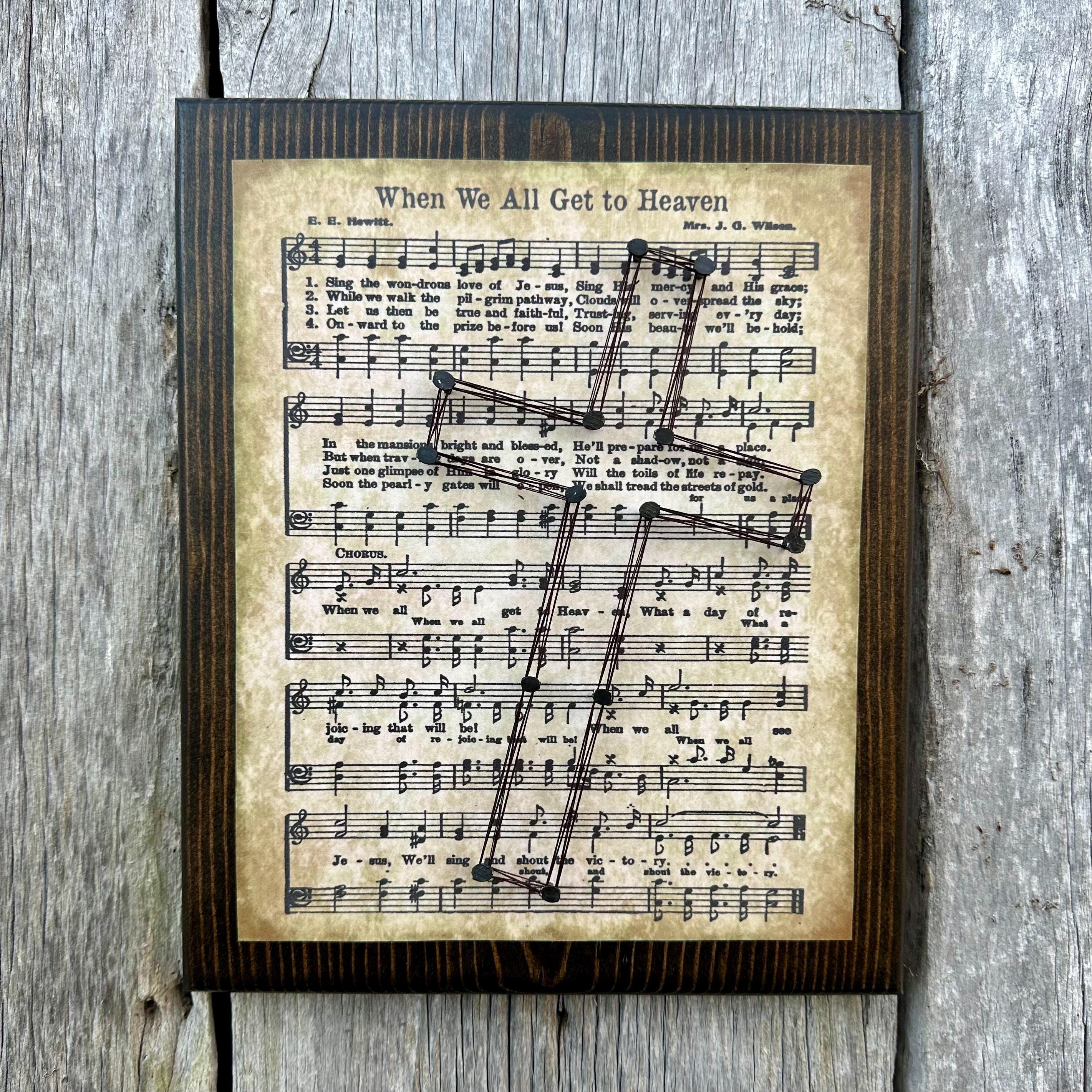 Rustic Hymn Artwork With String Art Cross | Wooden Hymn Plaque ...