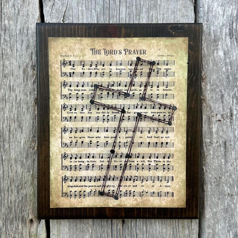 Rustic Hymn Artwork With String Art Cross | Wooden Hymn Plaque ...