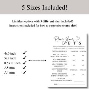 Wedding Place Your Bets Template, Predict Wedding Bets Wedding Shower ...