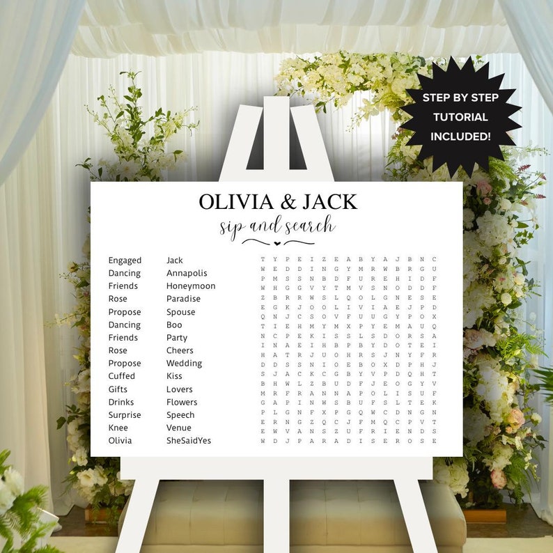 Personalized Wedding Word Search Template: Bridal Shower Game (digital ...