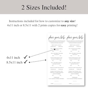 Wedding Place Your Bets Card, Betting on Love Wedding Prop Bets Wedding ...