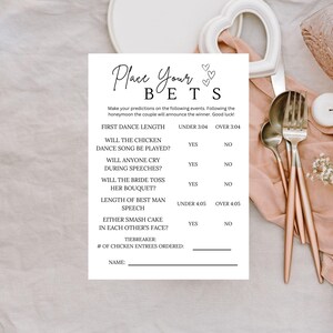 Wedding Place Your Bets Template, Predict Wedding Bets Wedding Shower ...