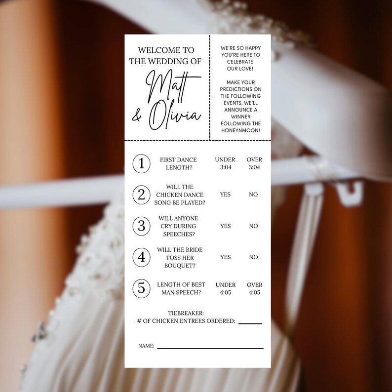 Welcome Wedding Place Your Bets Template, Wedding Games Wedding Table ...