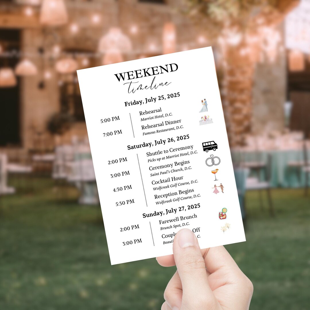 Wedding Day Timeline Template Mobile Wedding Weekend Timeline Wedding ...