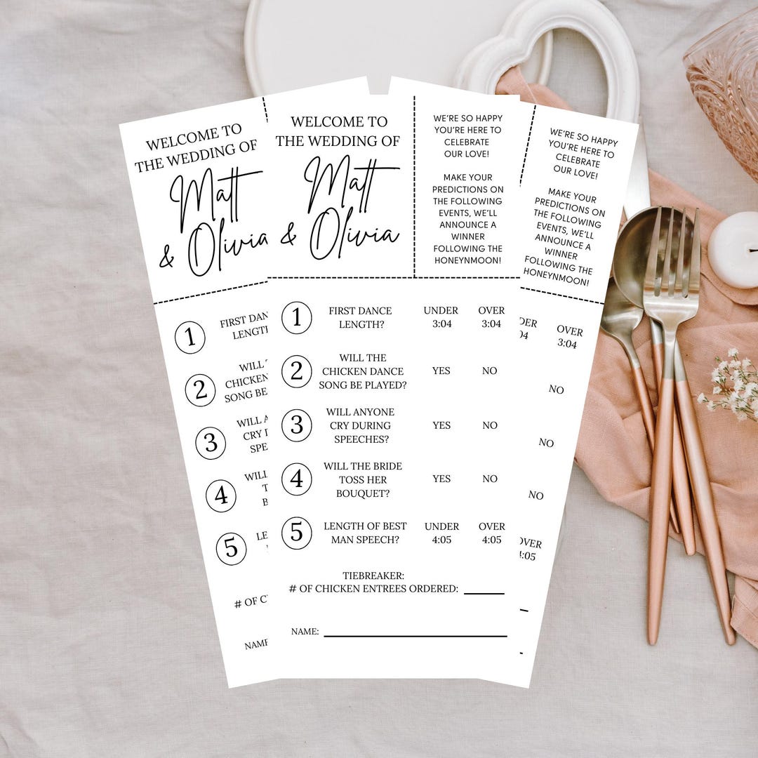 Welcome Wedding Place Your Bets Template, Wedding Activities Wedding ...