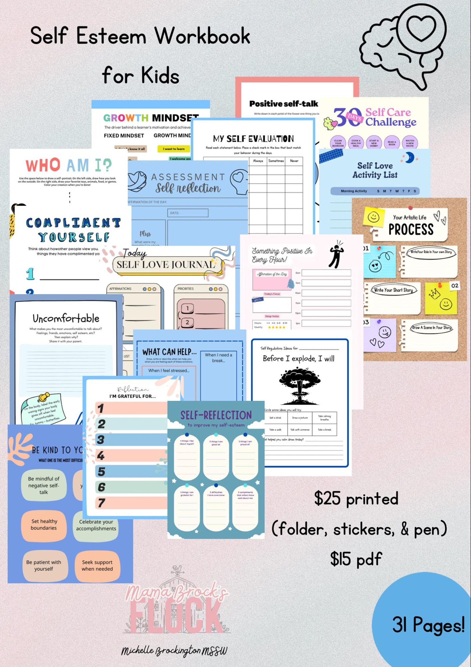 Kids Self Esteem Workbook. 25-30 Pages. - Etsy