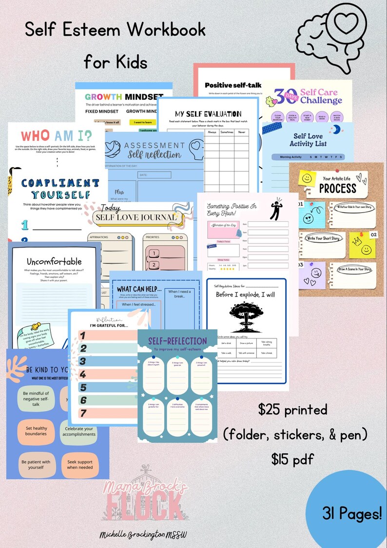 Kids Self Esteem Workbook. 25-30 Pages. - Etsy