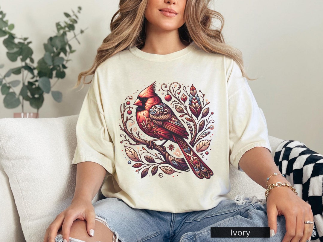 Boho Red Cardinal Graphic T-shirt - Comfort Colors Garment-dyed Tee - Etsy