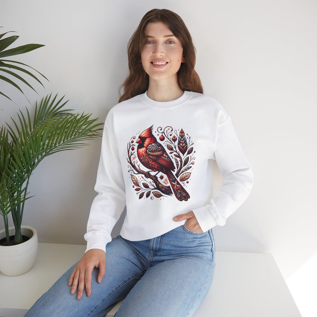 Boho Red Cardinal Graphic Sweatshirt, Nature Lover Gift, Bird Lover ...