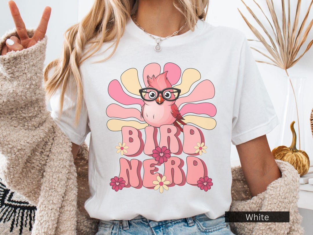 Retro Pink Cardinal Bird Nerd T-shirt: Funny Birdwatching Gift - Etsy