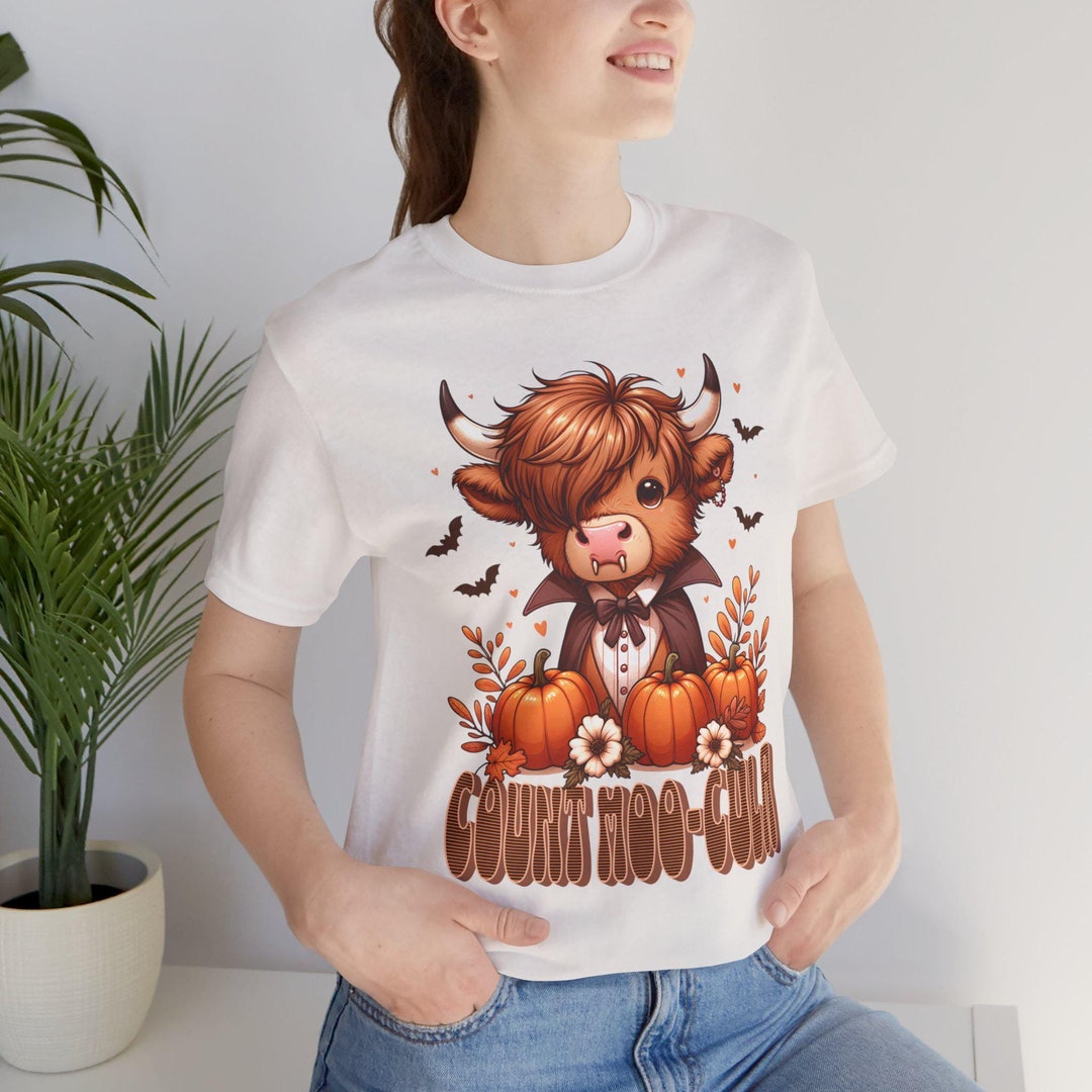 Count Moo-cula A Cute Vampire Highland Cow Halloween Unisex Jersey Short Sleeve Tee - Etsy