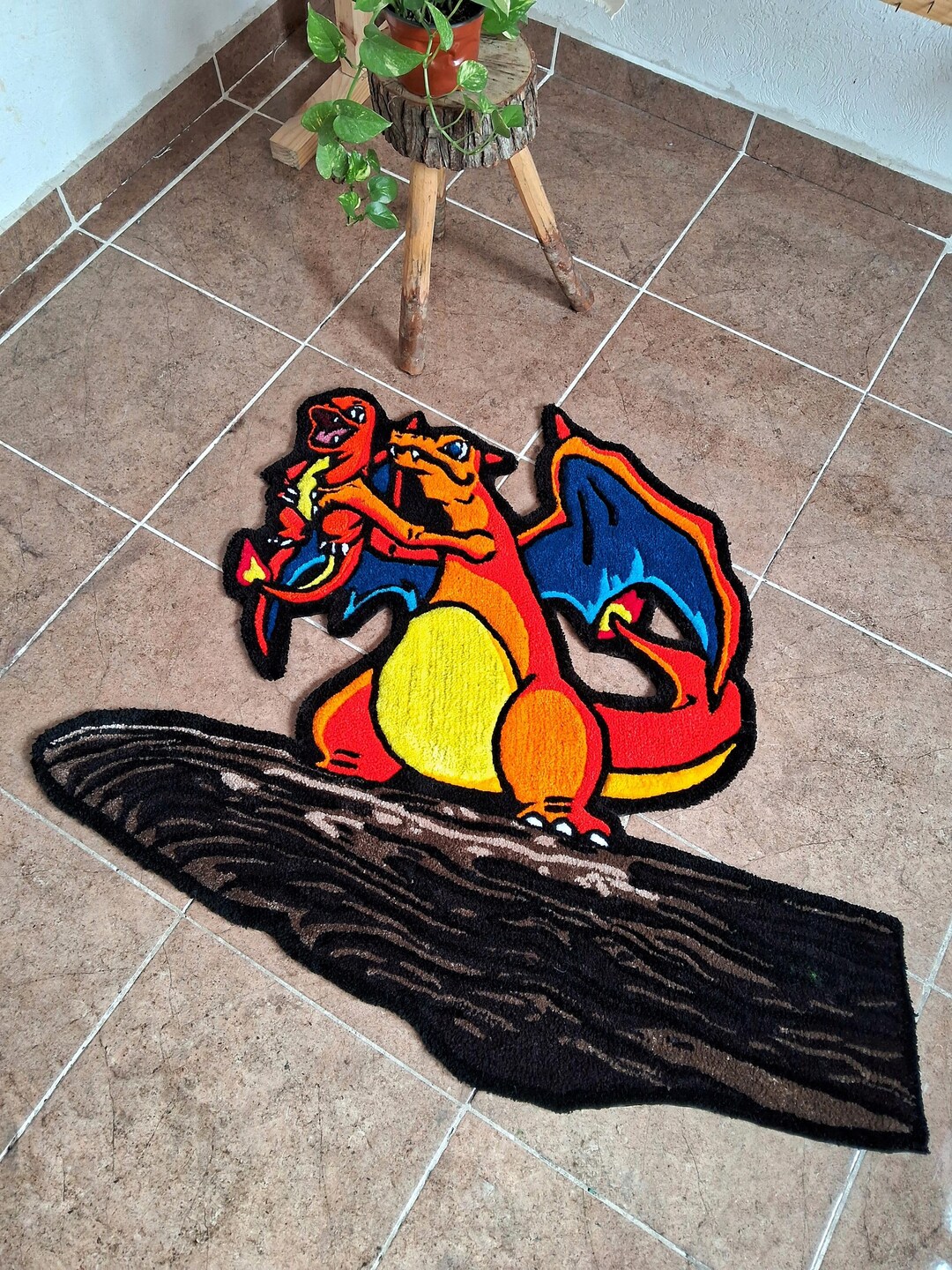 Charizard Tufted Rug, Tufted Custom Rug, Decorative Rug, Gift Idea ...