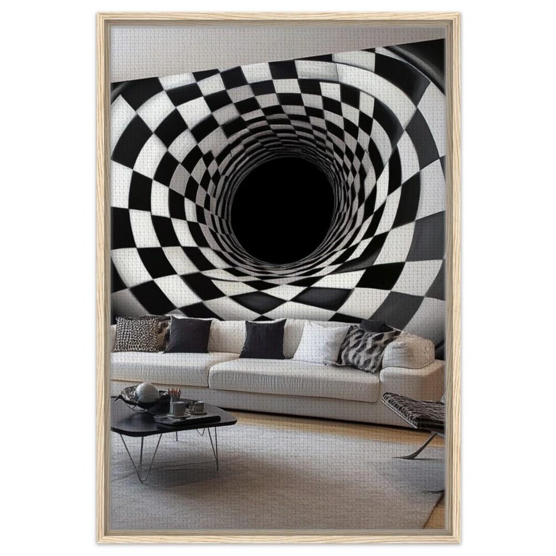 Checkerboard Vortex Wall Art 3D Optical Illusion Canvas Print Modern ...
