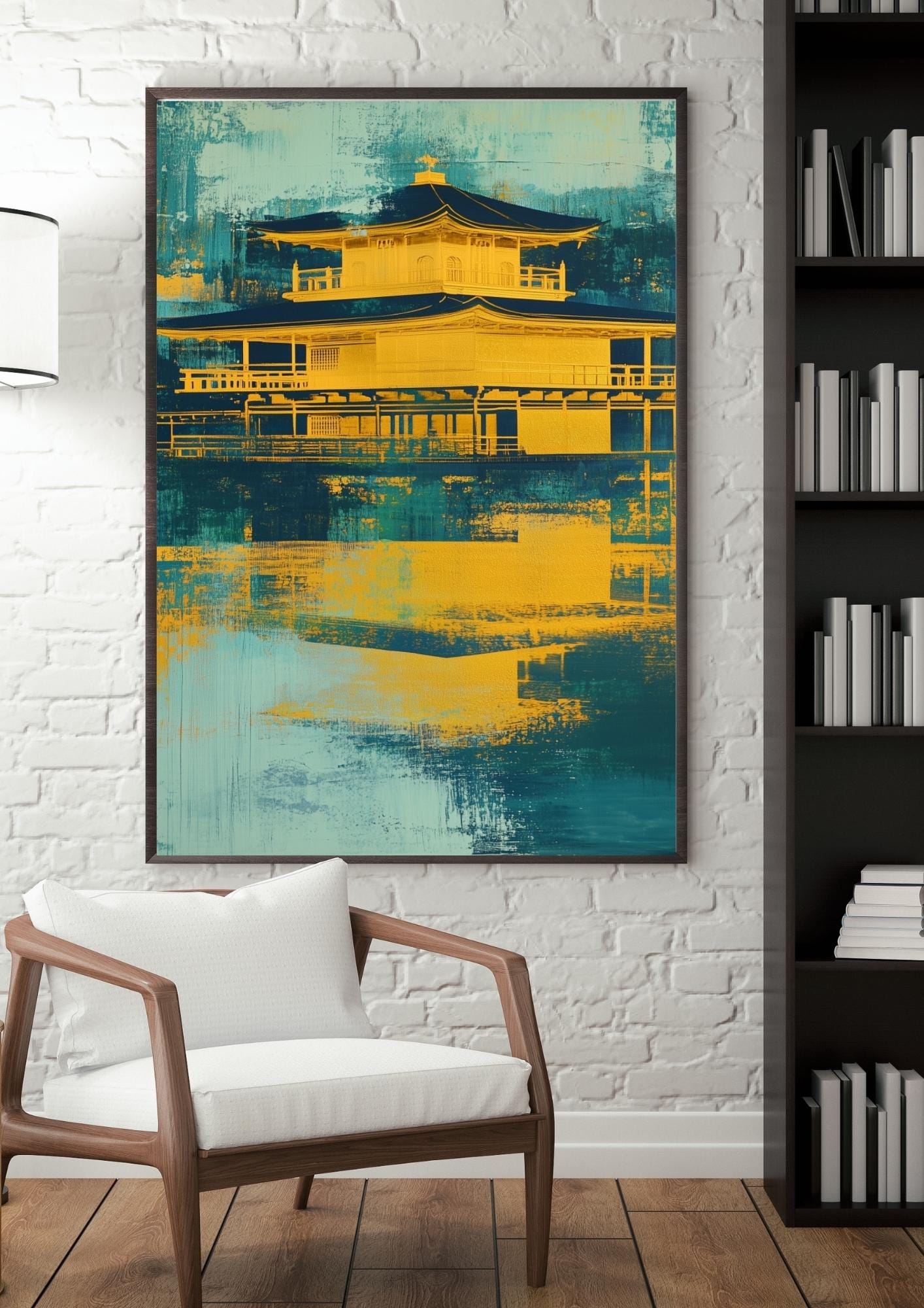Golden Kyoto Glow Abstract Japanese Temple Wall Art - Etsy