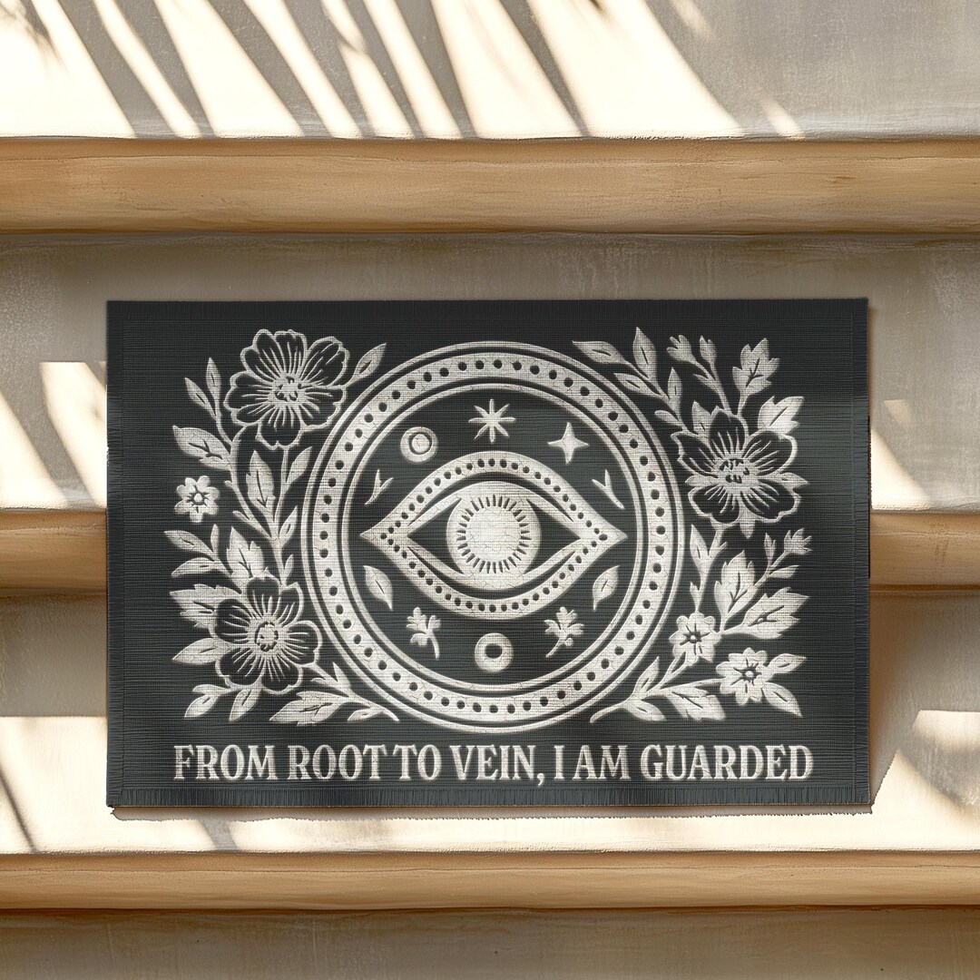 Botanical Evil Eye Doormat: Witchy Entryway Protection Rug - Etsy