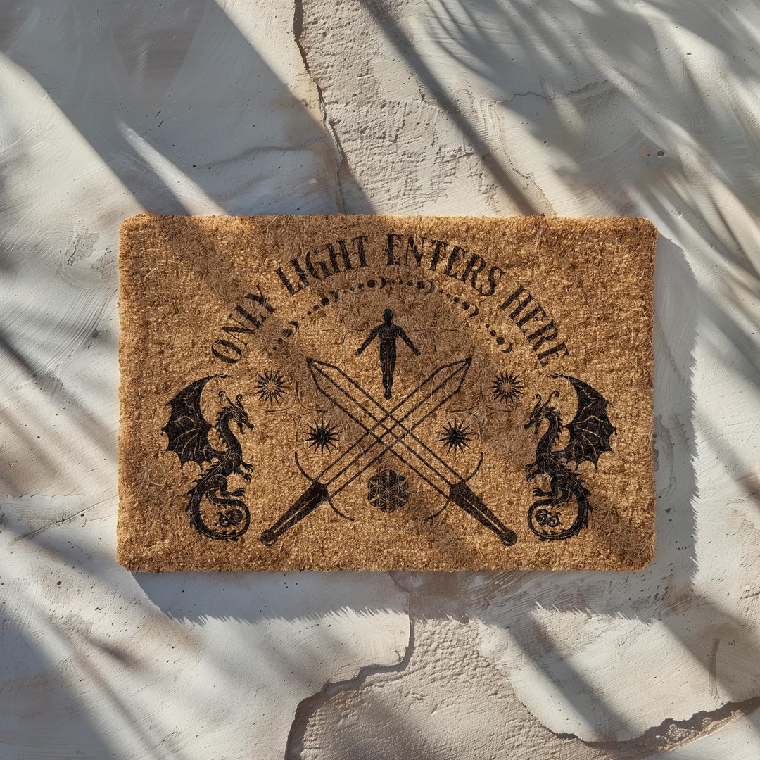 Crossed Swords Dragon Coir Mat, Medieval Home Shield, Witchcraft ...