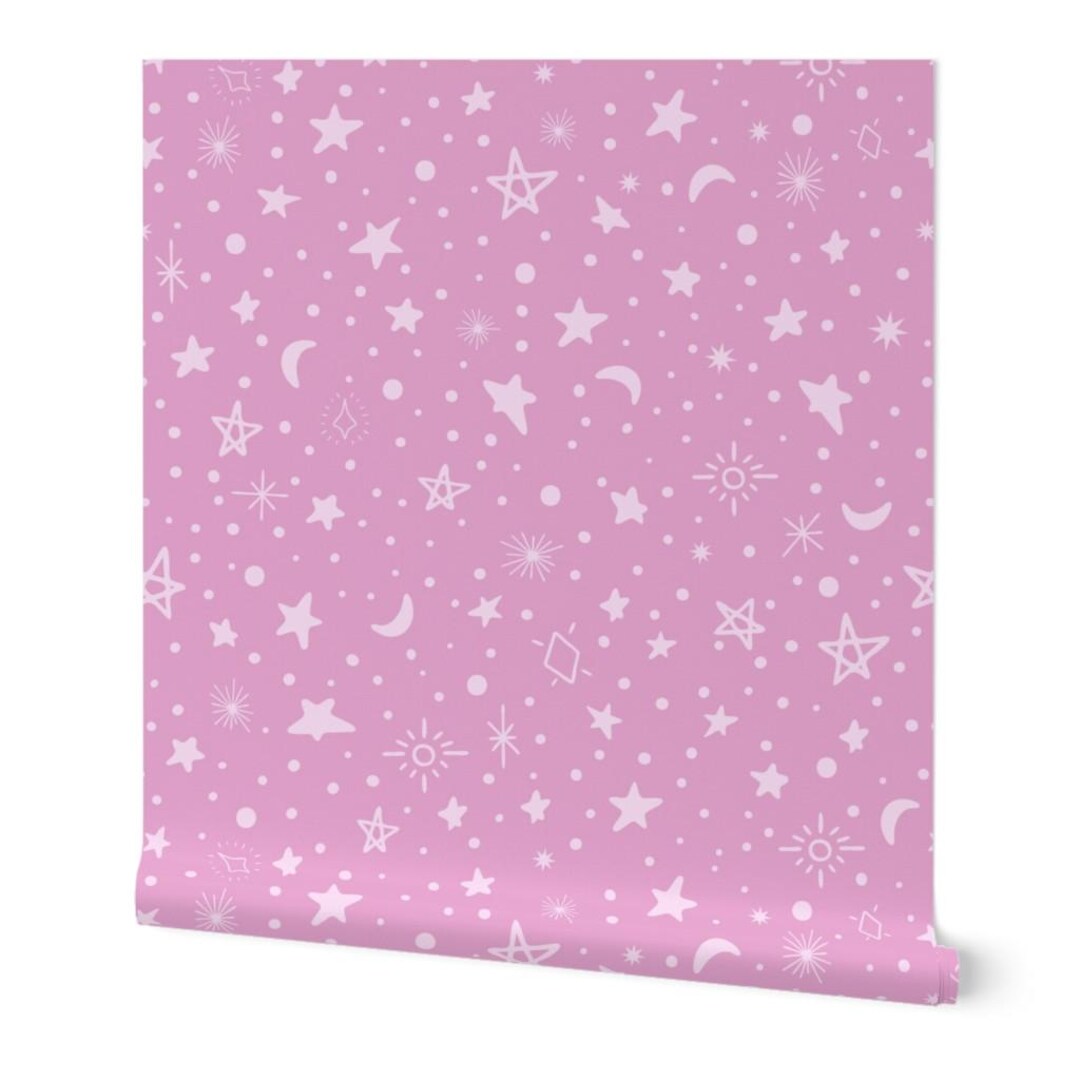 Pink Stars and Moons Celestial Stardust Removable Wallpaper, Teen Kids ...