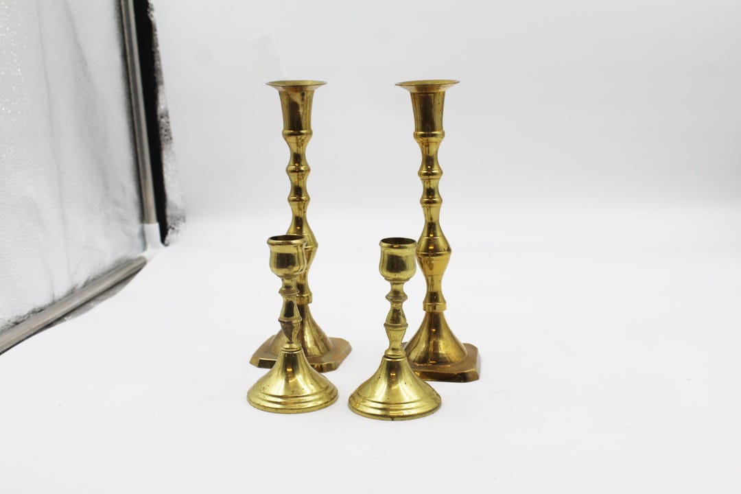 Set of 4 Brass Candlesticks, 8 and 4 Tall 2 Matched Sets, Total of 4 - Etsy