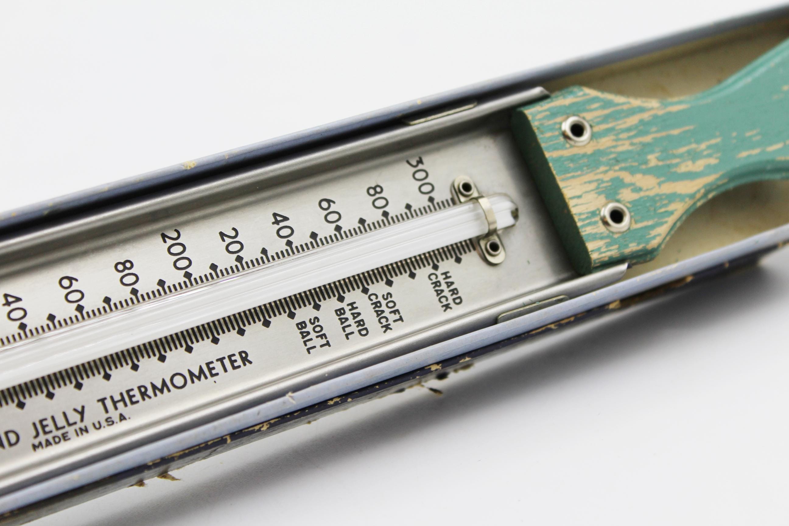 Vintage Taylor Candy Thermometer in Original Box, Teal Wooden Handle - Etsy