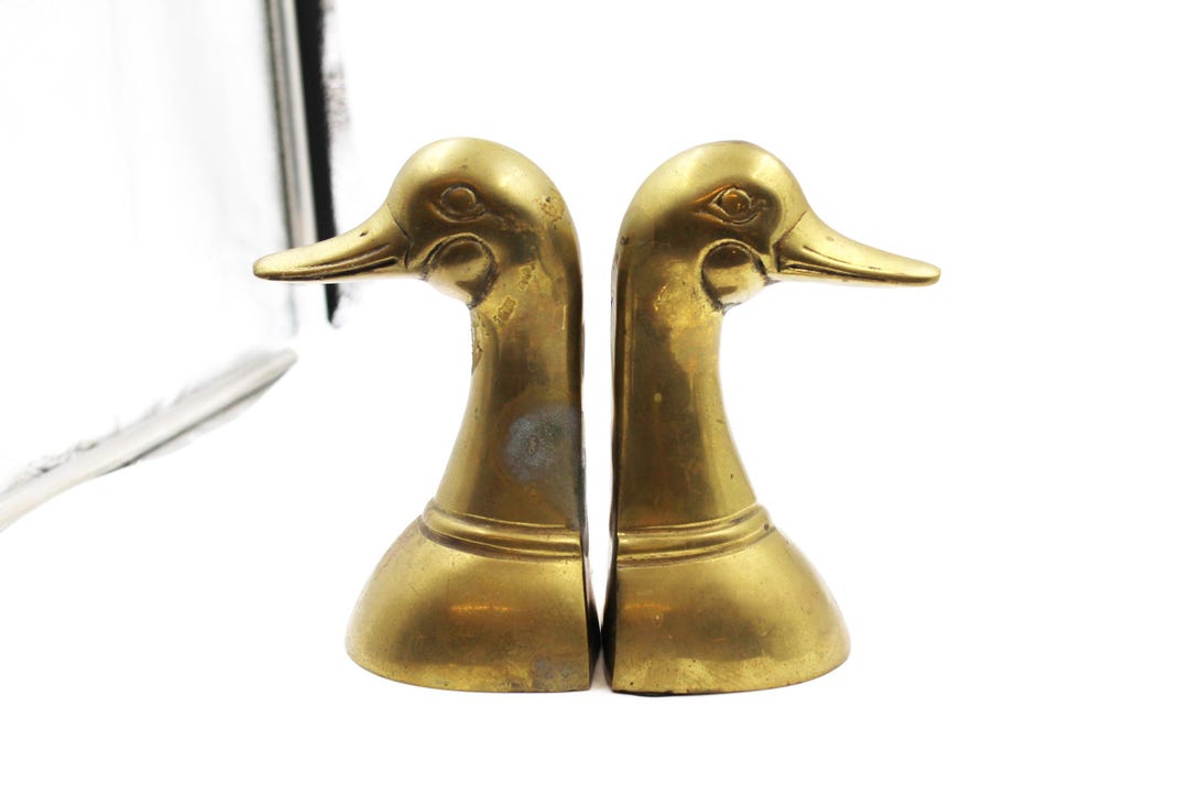 Set of Brass Ducks, Bookends or Decorative Pieces, Brass Mid-century ...