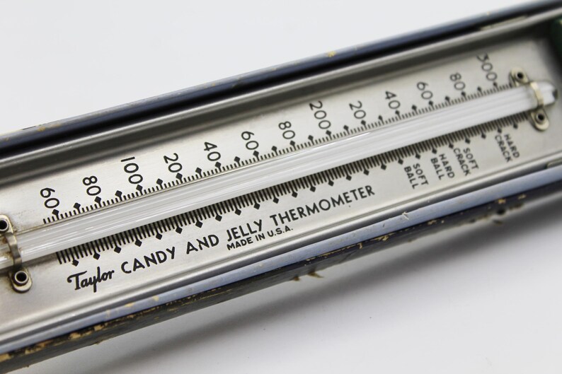 Vintage Taylor Candy Thermometer in Original Box, Teal Wooden Handle - Etsy