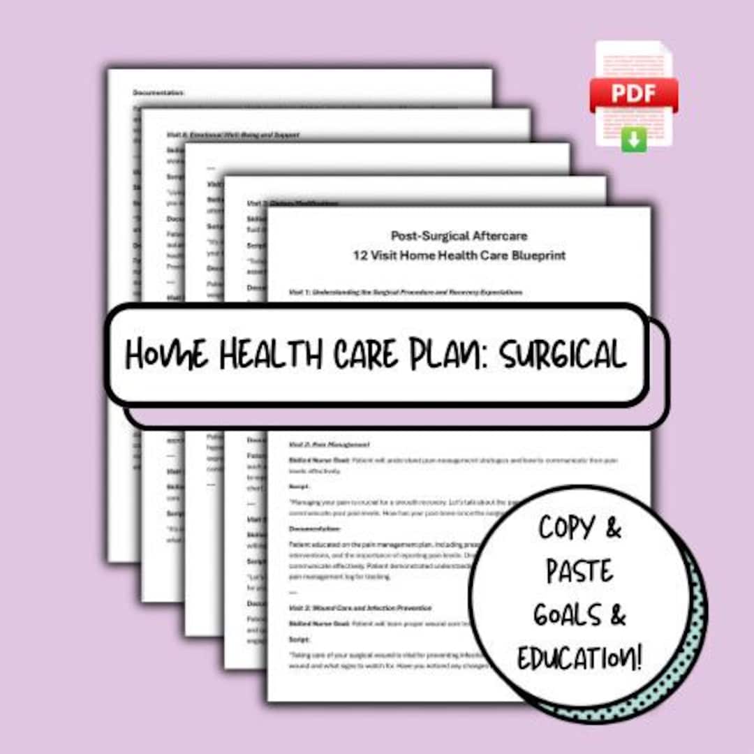 Surgical Home Health Care Plan Template: Post-op Nursing (PDF) - Etsy